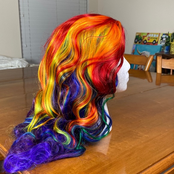 Accessories | Rainbow Multi Color Wig Purple Blue Pink Green Cosplay ...